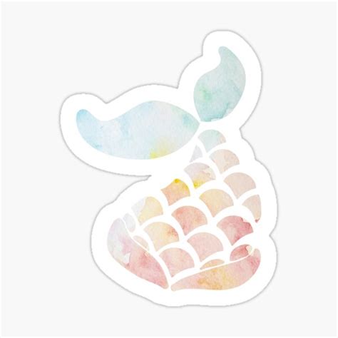 Cute Watercolor Mermaid Tail Sticker Sticker For Sale By Malonjaosam