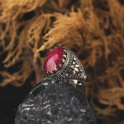 Classy Red Ruby Ring Red Silver 15 Ephesus Mens Rings Touch Of Modern