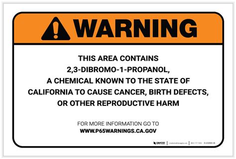 Warning Prop 65 23 Dibromo 1 Propanol Label