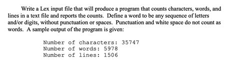 Solved Write A Lex Input File That Will Produce A Program