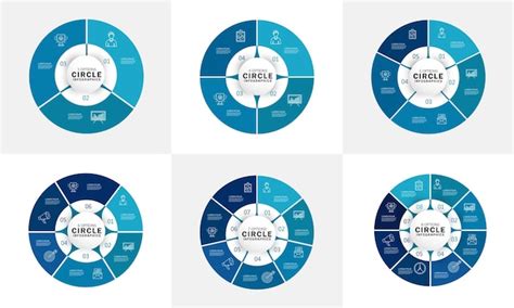 Conjunto de plantillas de gráficos circulares infográficos vectoriales