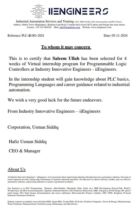 Thrilled To Share That Ive Been Selected For The Remote Basic Plc Internship With Industry