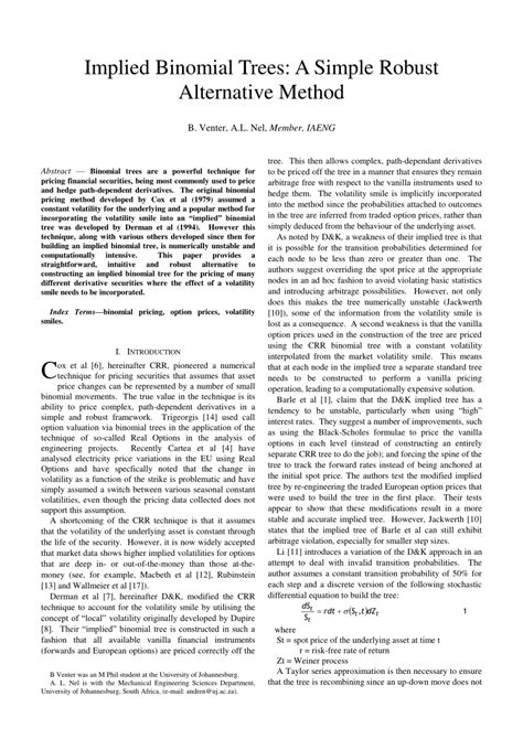 PDF Implied Binomial Trees A Simple Robust Alternative Method