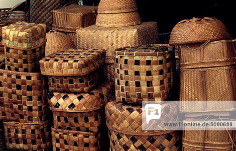 Traditionellen Rattan Körbe Von Balinesen Gemacht Bali Indonesien
