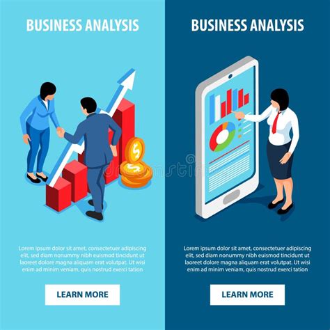 Business Analytics Banners In Isometric View Stock Illustration