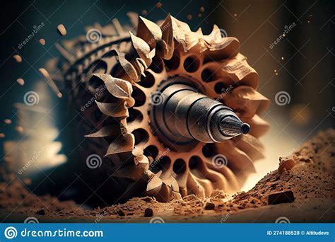 Close Up Of The Tunnel Boring Machine S Spinning Drill Bit Creating Hole In The Earth Stock