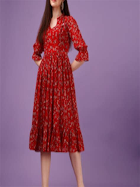 Buy Kalini Floral Printed Bell Sleeve Fit And Flare Midi Dress Dresses