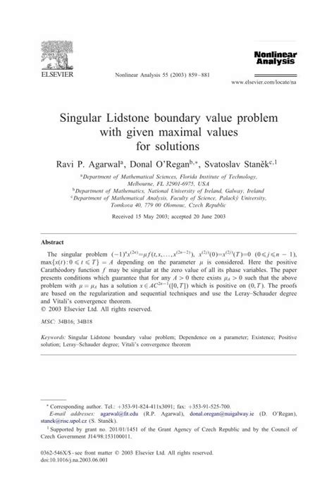 pdf singular lidstone boundary value problem with given maximal