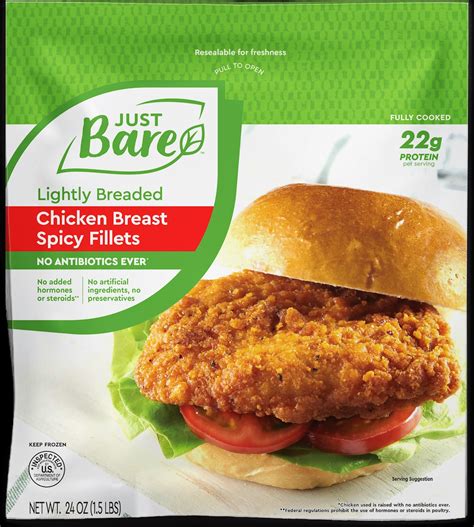 Lightly Breaded Chicken Breast Spicy Fillets Just Bare Foods