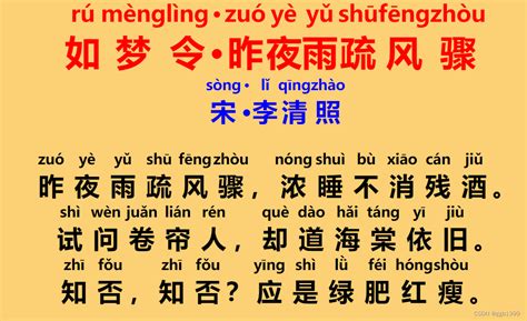 机器自动翻译古文拼音 十大宋词 如梦令·昨夜雨疏风骤 李清照如梦令机器翻译 Csdn博客