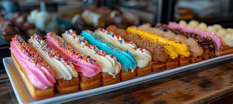Delicious Assortment Of French Eclair Desserts In A Variety Of Flavors