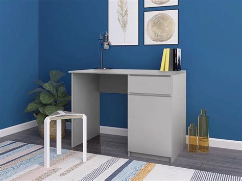 Стіл письмовий прямий з висувним ящиком та тумбою Sp 08 Uno 1100х600х750 Сірий • Краща ціна в