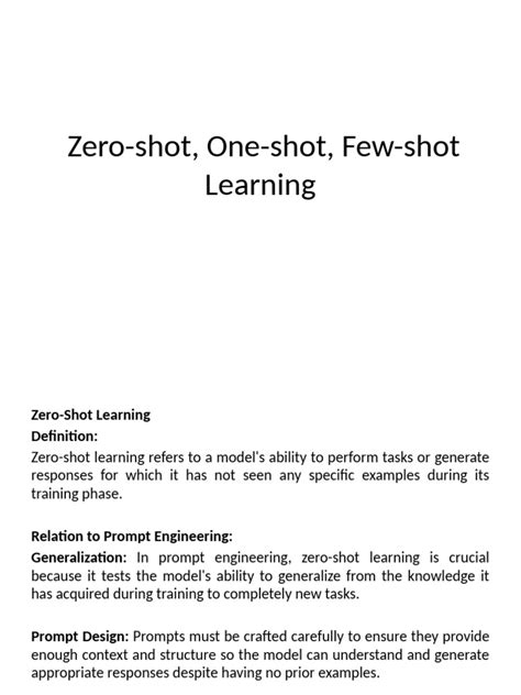 Zeroshot Oneshotlearningcomparative Analysis Prompt Engineering Pdf Learning Engineering