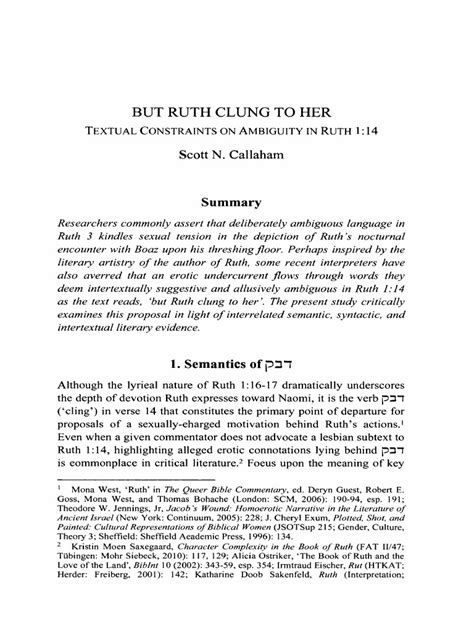 Ruth Dabqah Clung Does Not Have Sexual Connotations Pdf Intertextuality Ruth Biblical