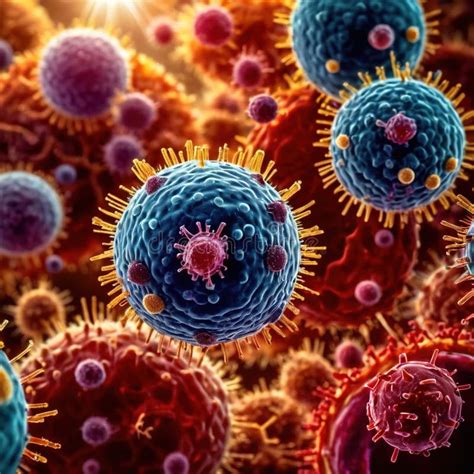 Microscopic Medical Scientific Illustration Of Bacteria Virus And Other