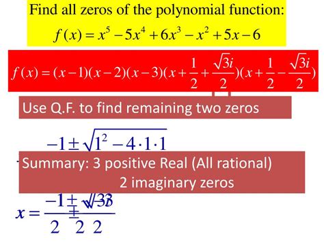 PPT Section 2 5 Complex Zeros The Fundamental Theorem Of Algebra PowerPoint Presentation