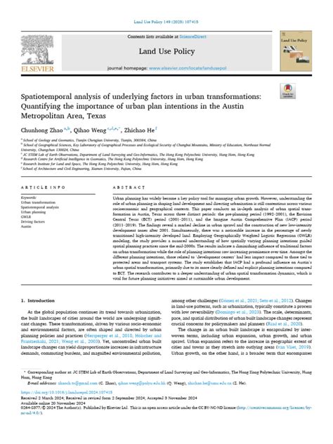 Spatiotemporal Analysis Of Underlying Factors In Urban Transforma 2025 Land Pdf Urban