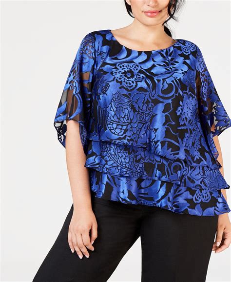 Alex Evenings Plus Size Printed Tiered Top Macys Formal Tops For