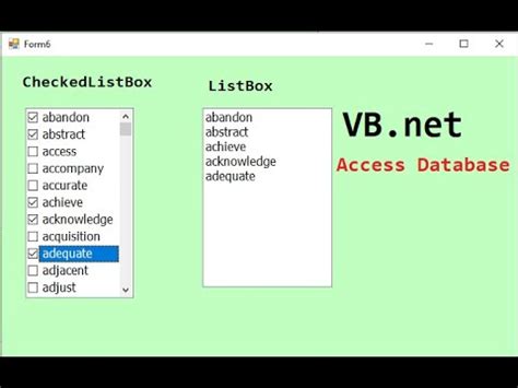 Programming In Visual Basic Net Fill Listbox From Checked Items