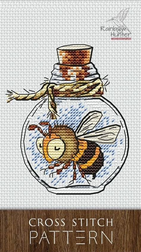 Bumblebee Cross Stitch Bottle Cross Stitch Bee Cross Stitch Pattern Pdf Small Artofit