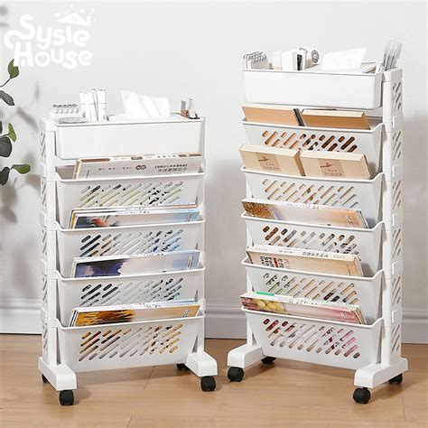 Sysie House ชั้นวางหนังสือเคลื่อนที่ มินิมอล ชั้นวางของ โมเดิร์น มีล้อ