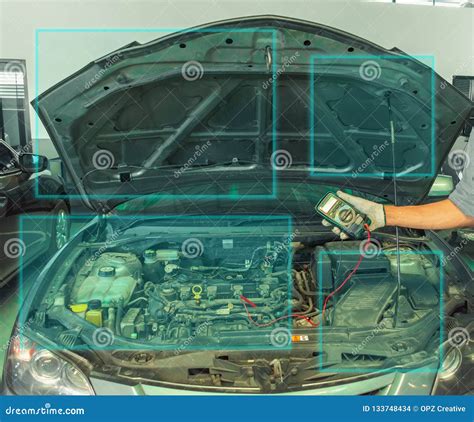 Mechanic A Voltmeter To Check The Voltage Man Asian Car Checking Inspection To To Take A Photo