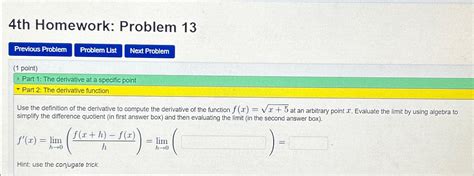 solved 4th homework problem 13 1 ﻿point part 1 the
