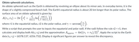Solved Oblate Spheroid Calculations An Oblate Spheroid Such