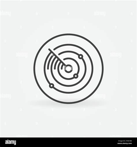 Radio Waves Detection System Line Icon Radar Vector Round Concept Sign In Outline Style Stock