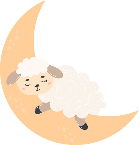 Cute Sleeping Sheep On Moon 19775977 Png