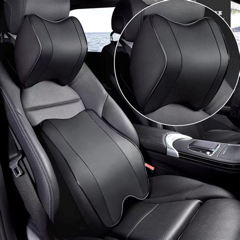 หมอนรองคอ หนัง Pu เมมโมรี่โฟม ระบายอากาศ สําหรับพนักพิงศีรษะ รถยนต์ ขับ