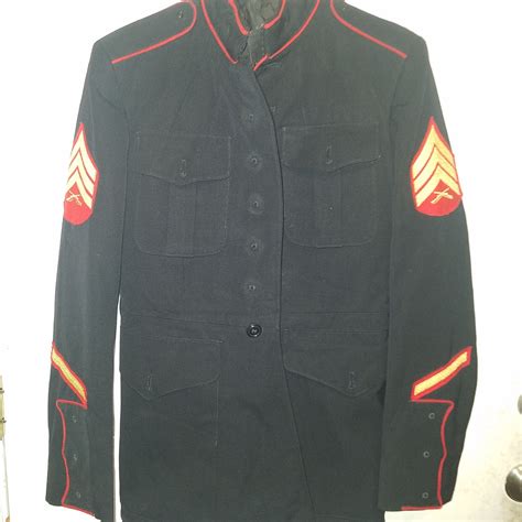 36r Usmc Dress Blues Uniform Blouse Coat Sergeant Sgt… Gem