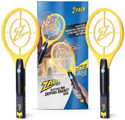 Zap It Bug Zapper Rechargeable Bug Zapper Racket With Blue Light Attractant 4 000 Volt USB