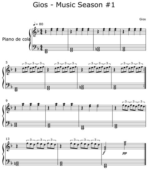 Gios Music Season 1 Sheet Music For Piano