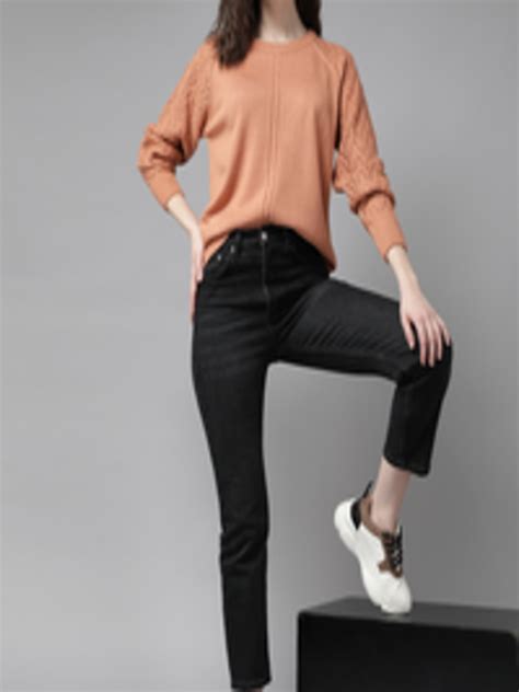Buy The Roadster Lifestyle Co Women Rust Orange Acrylic Open Knit
