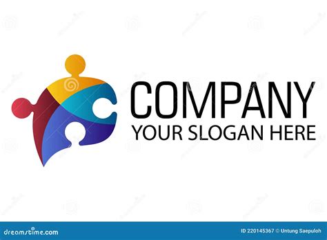 Colorful Simple Shape Jigsaw Puzzle Logo Design Stock Vector