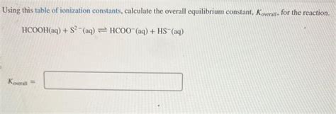 solved using this table of ionization constants calculate