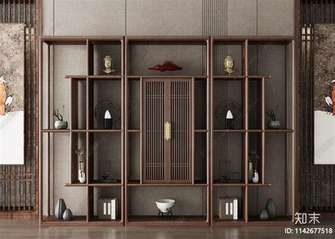 新中式博古架su模型下载【id1142677518】知末su模型网
