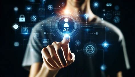 Person Interacting With Holographic Ai Interface Premium Ai Generated