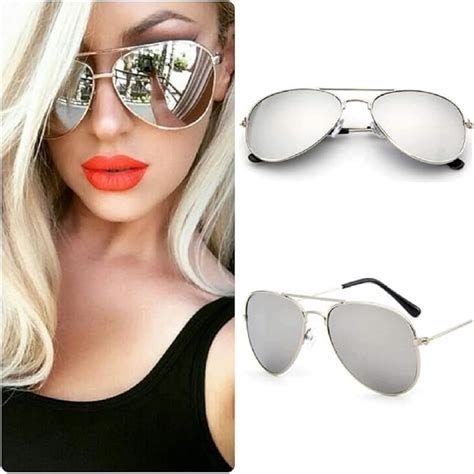Silver Aviators Women Ladies Sunglasses Mirrored Cat Eye Reflective
