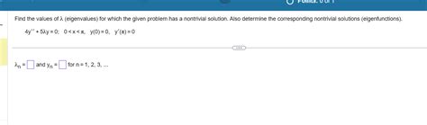 solved find the values of λ eigenvalues for which the