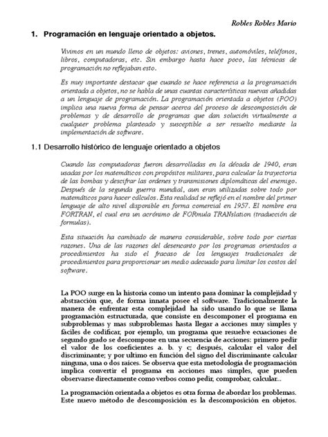 Programación Orientada A Objetos Pdf Objeto Informática Herencia Programación