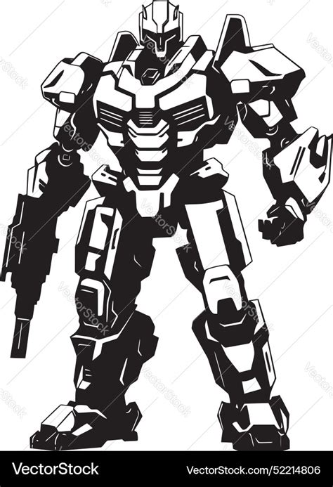 Lethal Vigilant Black Armed Robot Iconic Identity Vector Image