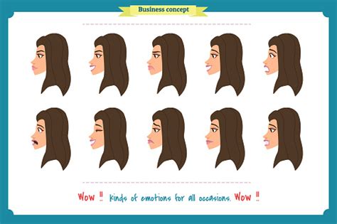 여자 식 절연의 집합입니다 귀여운 여 자가 감정적 여성 머리 그림 벡터 얼굴 소녀 슬픈 웃 고입니다 사업가 각질제거에 대한 스톡
