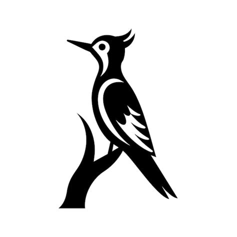 черно белый рисунок птицы с черным контуром Премиум векторы