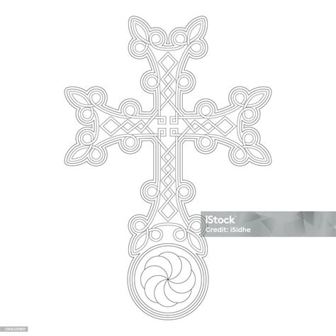 Icône Vectorielle Avec Lancien Symbole Arménien Khachkar Pierre De