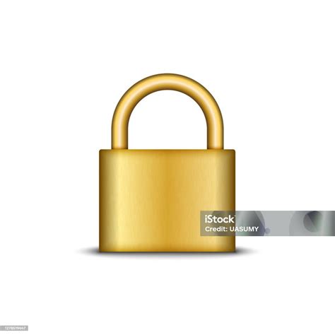 金鎖3d逼真的向量圖封閉掛鎖隔離在白色背景上向量圖形及更多保護圖片 保護 圖示 身份盜竊 Istock