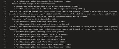 [service bus] maxlistenersexceededwarning during the test runs both