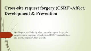 Cross Site Request Forgery CSRF PPT