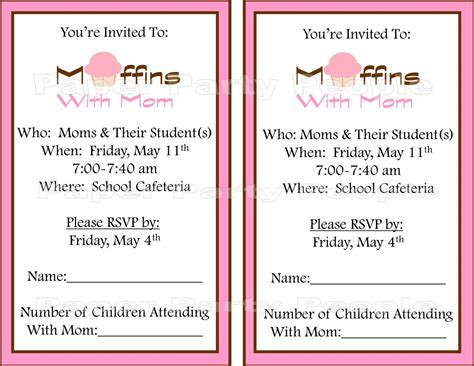 Items Similar To Muffins With Mom Printable Invitation Diy Pink And Brown On Etsy